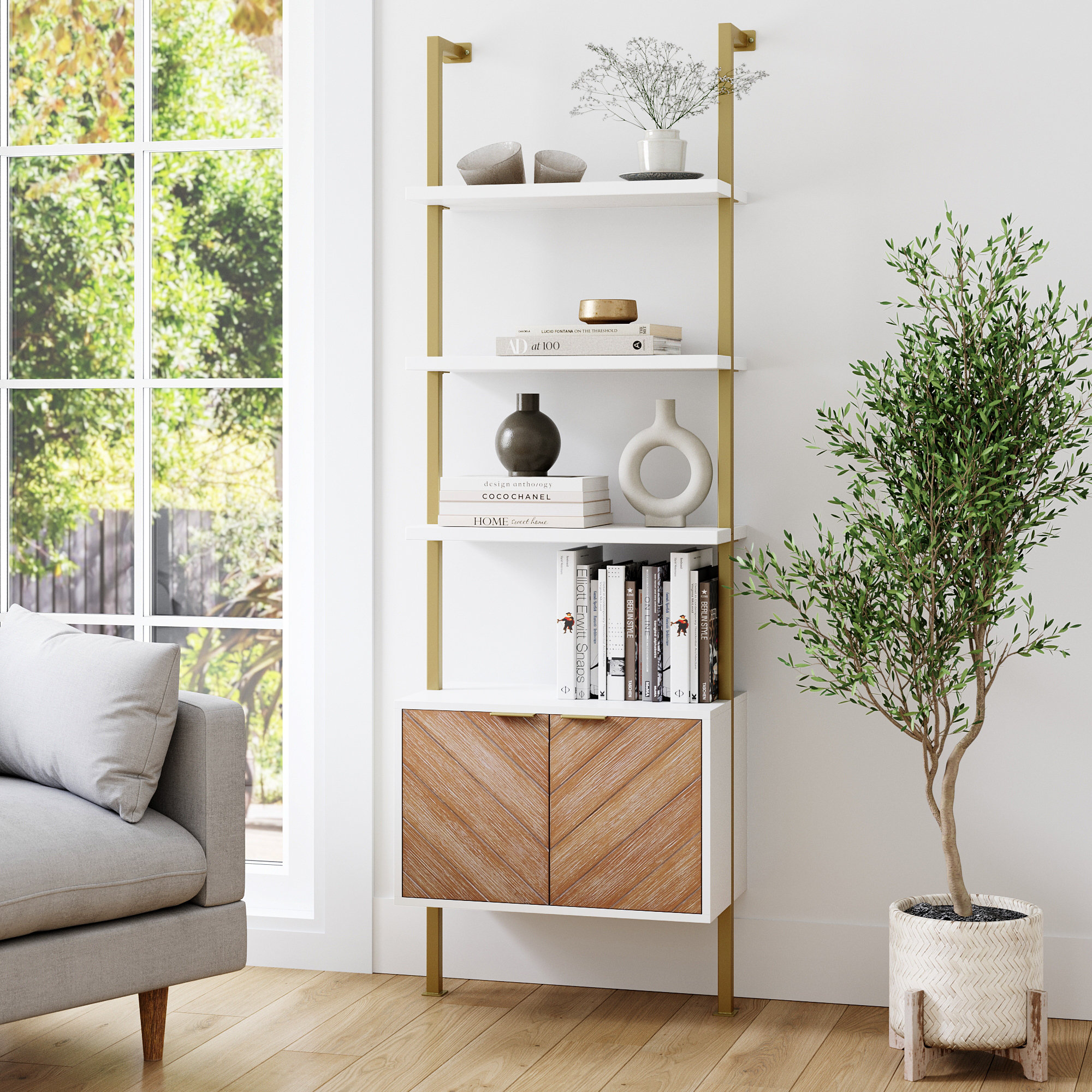 Nathan James Theo 72.44" H x 24" W Steel Ladder Bookcase & Reviews ...