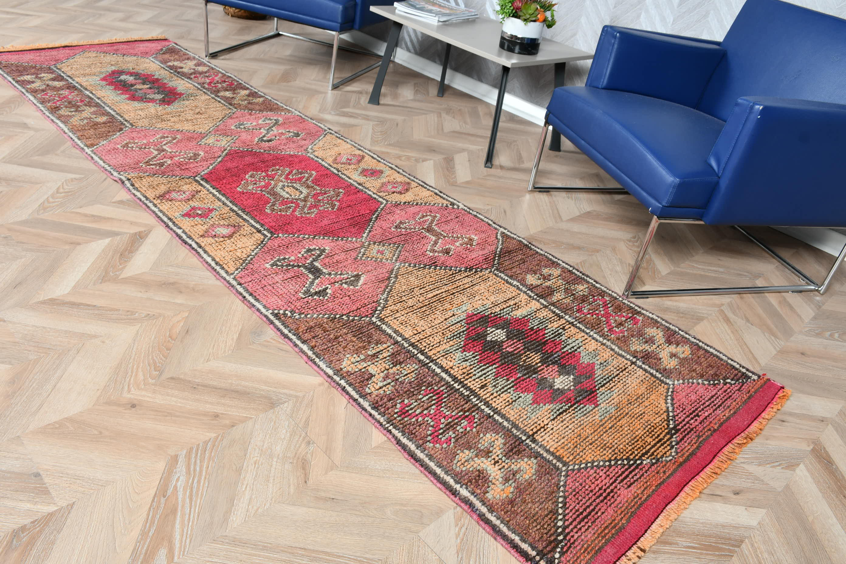 Foundry Select Antique Pink Turkish Herki Wool Runner Rug Perfect For ...