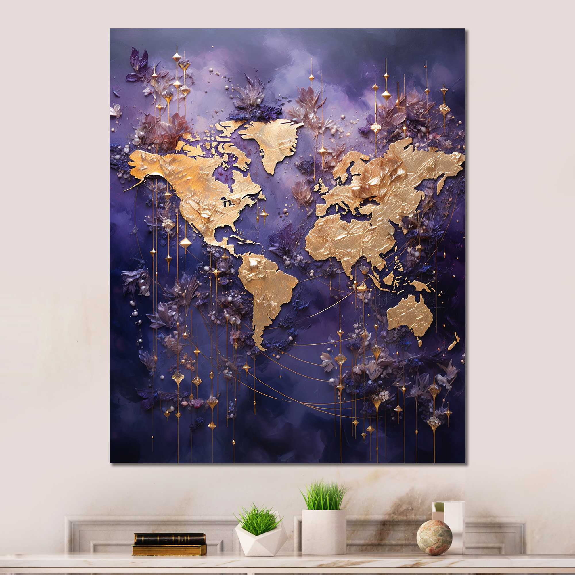 Ivy Bronx Ethereal Lavender World Map I - World Map Metal Wall Prints ...