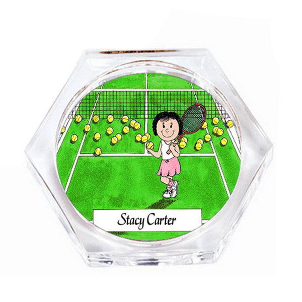 Printed Perfection Personalized Tennis Player - Female Drink Coaster ...