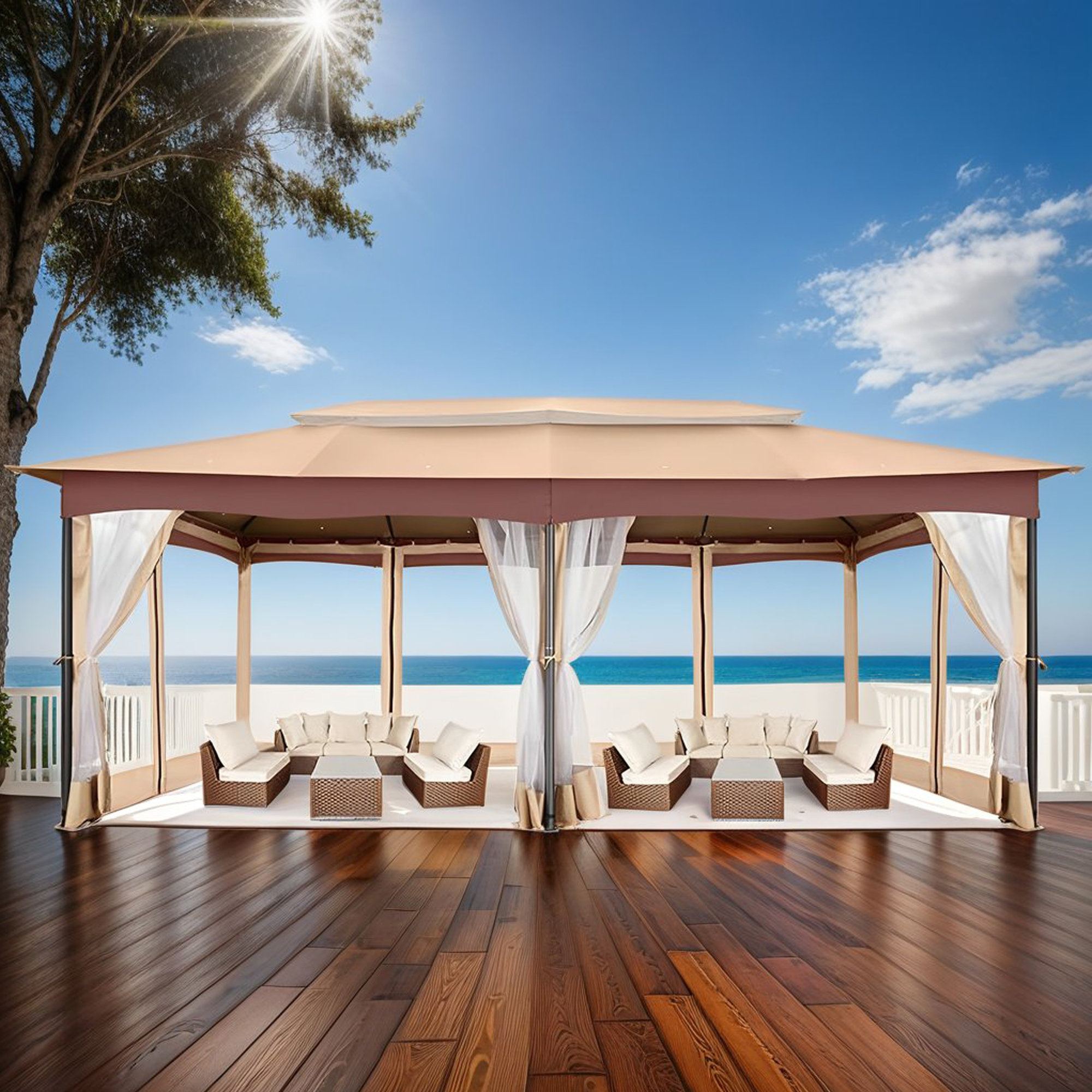 DreamDwell Home 20 ft X 12 ft Large Heavy Duty Steel Outdoor Gazebos ...