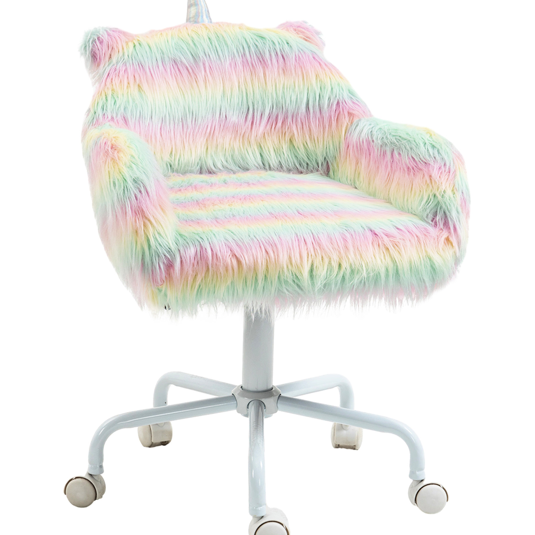 Dakota Fields Fluffy Office Chair, Rainbow Colorful, 5 Star Base ...