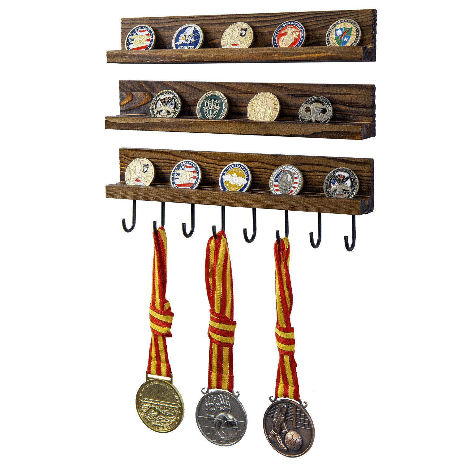 MyGift 3-Piece Wall Mounted Challenge Coin Display Holder | Wayfair