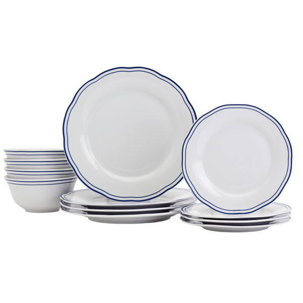 Tabletops Gallery Vintage 12 Piece Embossed Porcelain Dinnerware Set in ...