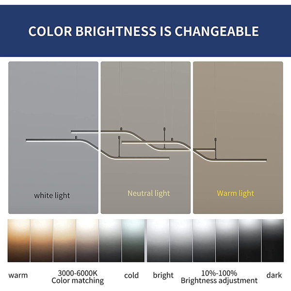 Orren Ellis Lorisa 3 - Light Kitchen Island Linear LED Pendant ...