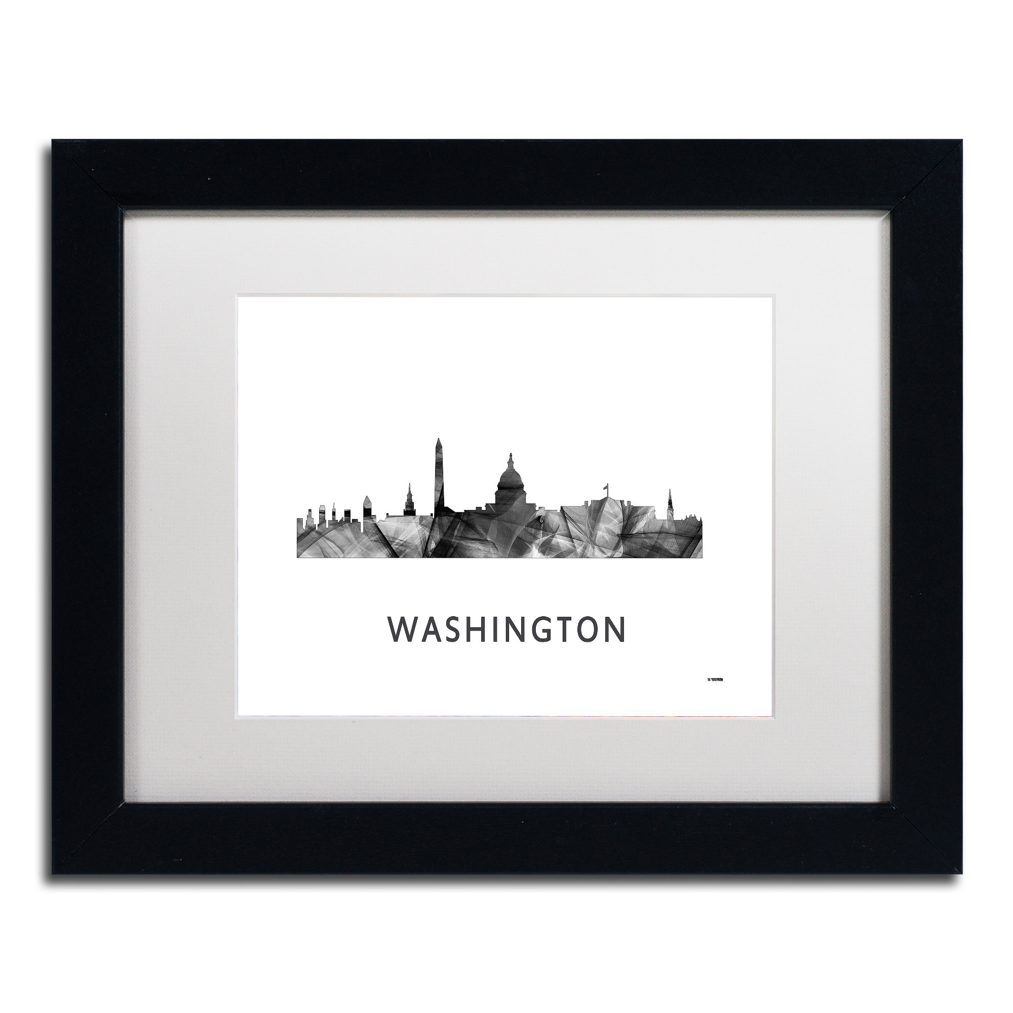 Trademark Fine Art 'Washington DC Skyline WB-BW' Framed Graphic Art on ...
