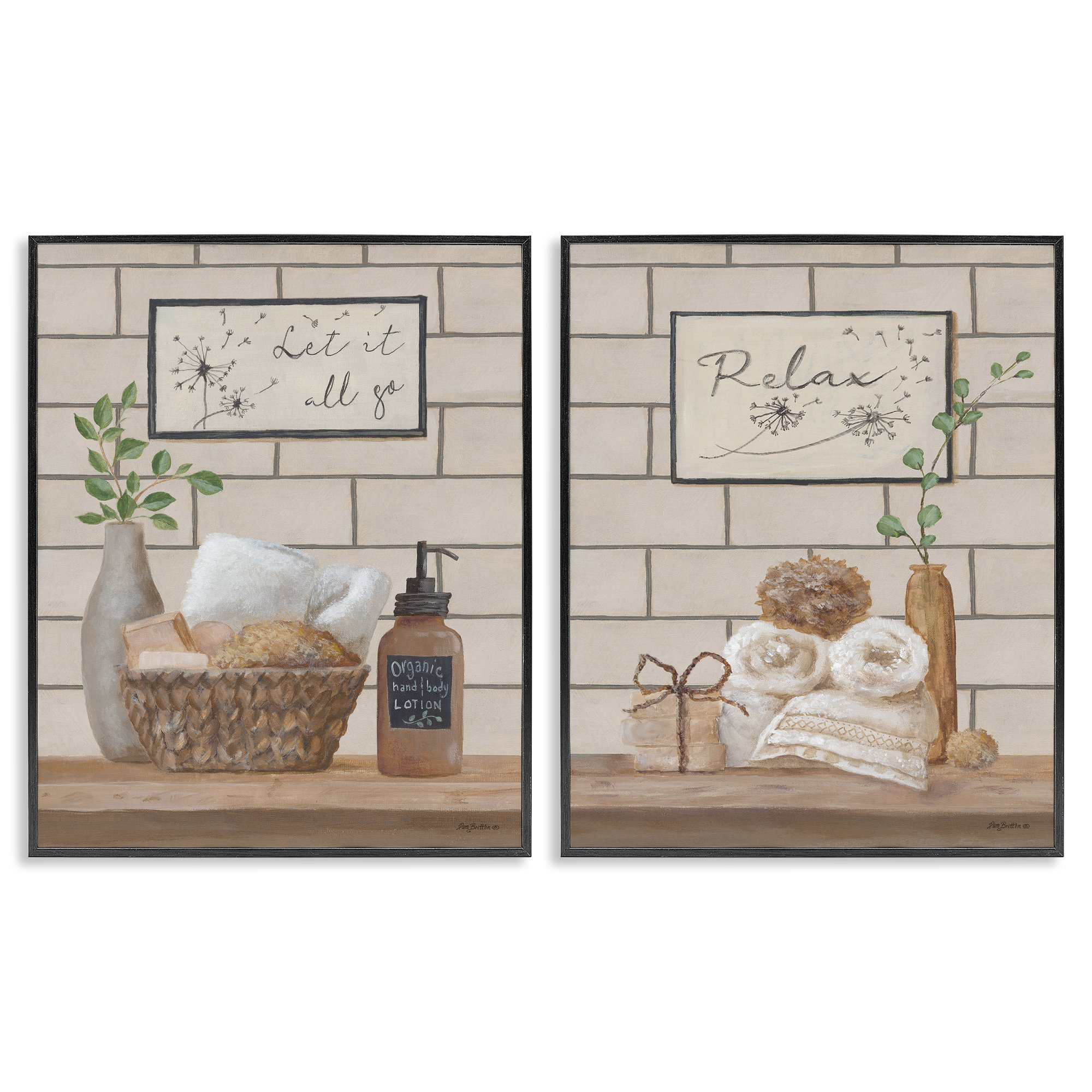 Ophelia & Co. Go Relax Traditional Bathroom 2 PC Framed Giclee Art Set ...