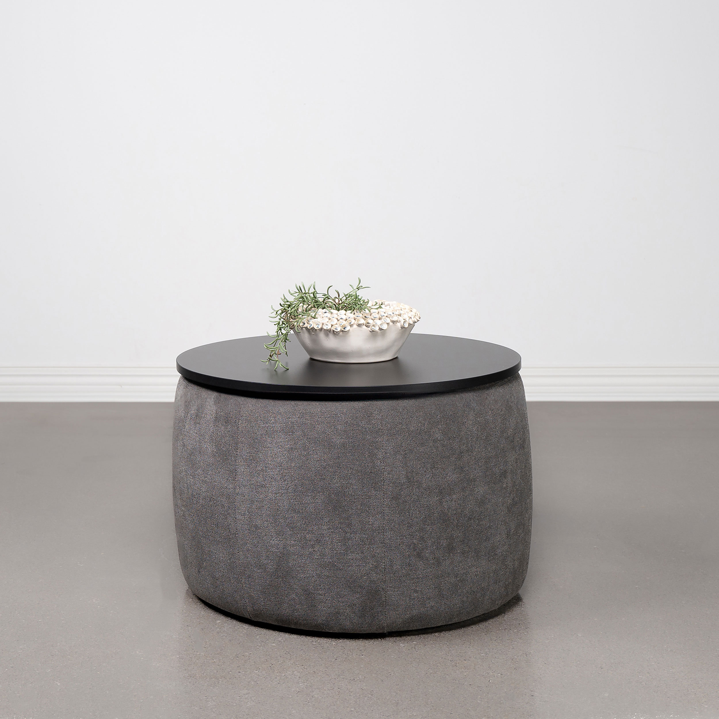 Coaster Company Tesoro Upholstered Round Lift Top Storage Ottoman Grey ...