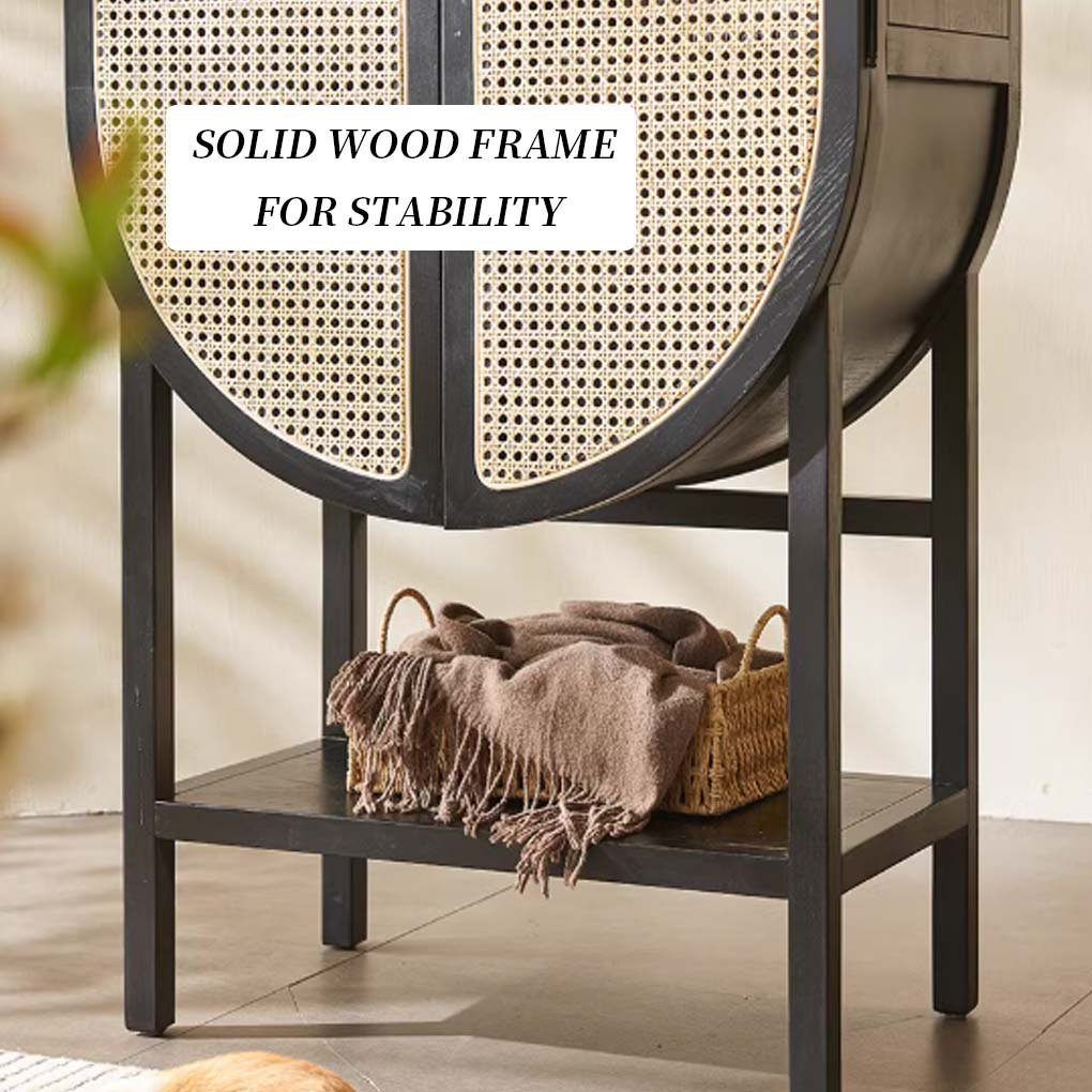 Joy Reading Solid Wood Rattan Crafted Storage Cabinet Bookcase | Wayfair