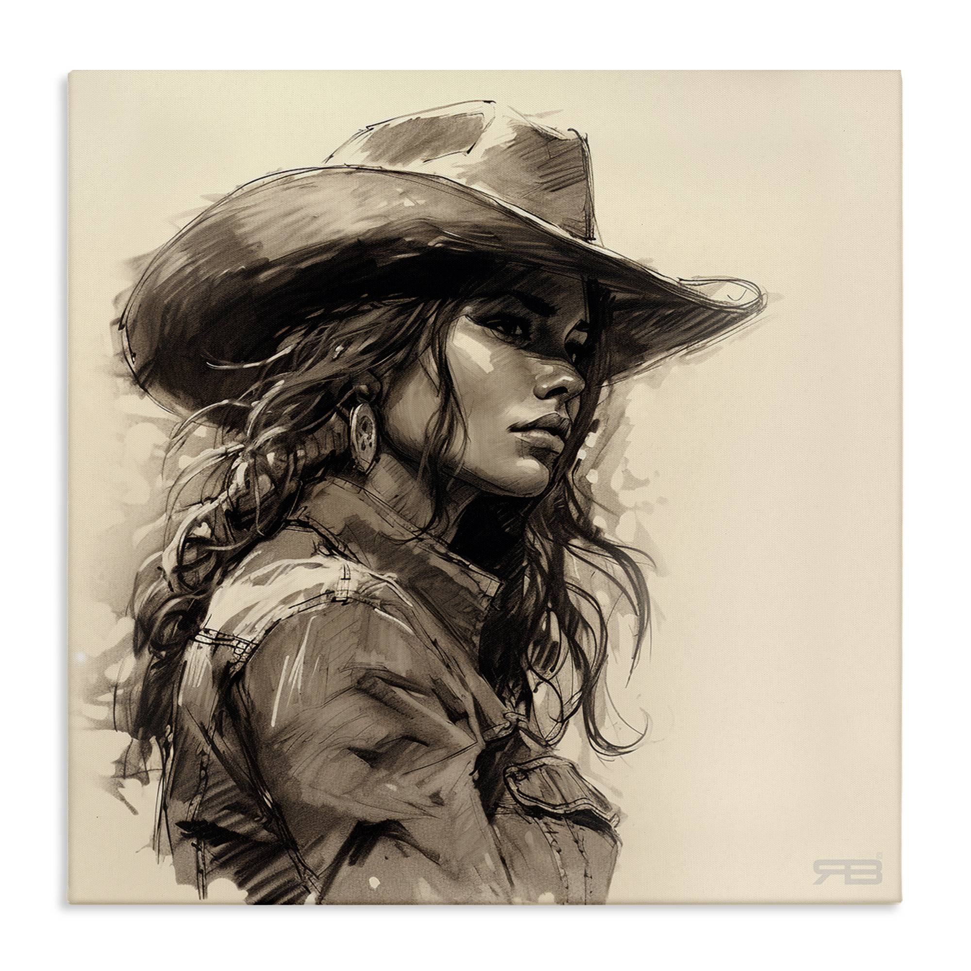 Union Rustic Stoic Cowgirl Looking Away Canvas Wall Art by RB | Wayfair