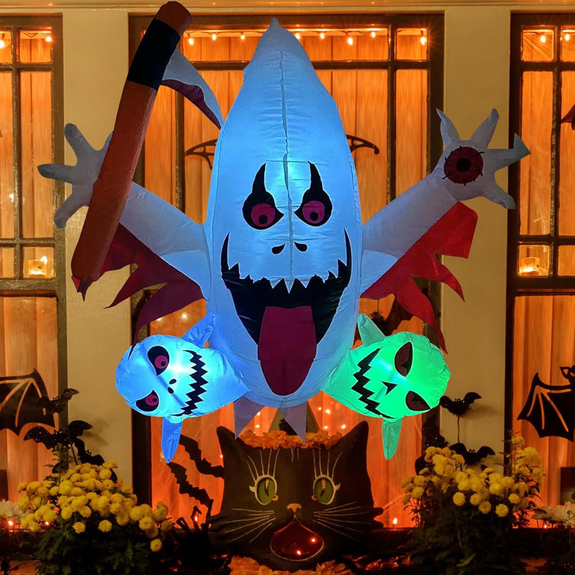 The Holiday Aisle® 4.5 Ft Halloween Inflatables Scary 3 Ghosts Broke ...