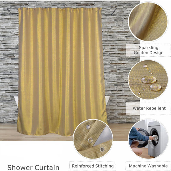 Mercer41 Charleigh Brass Gold Shower Curtains For Bathroom 78 Inch ...