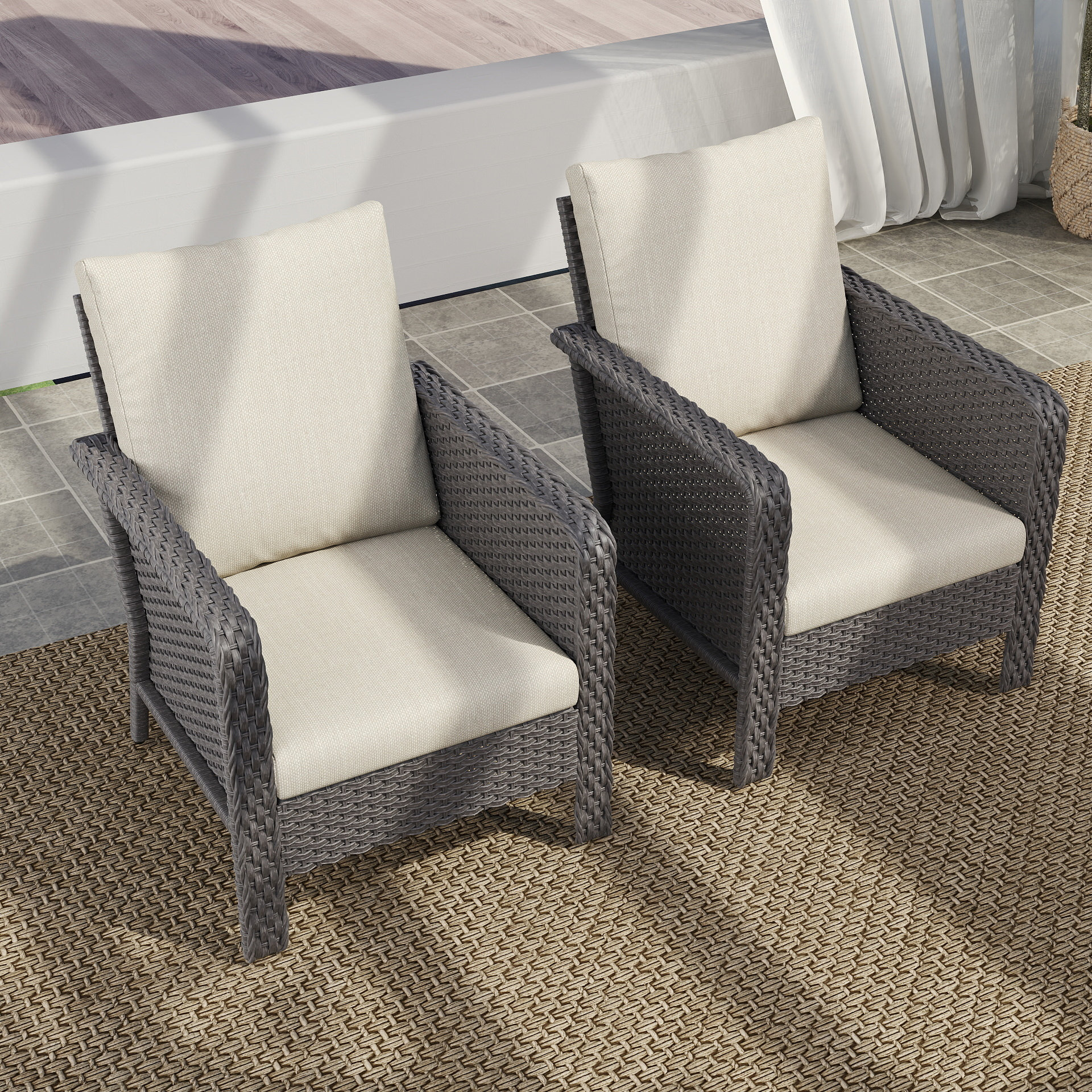 Latitude Run® Patio Chair With Cushions (set Of 2) | Wayfair
