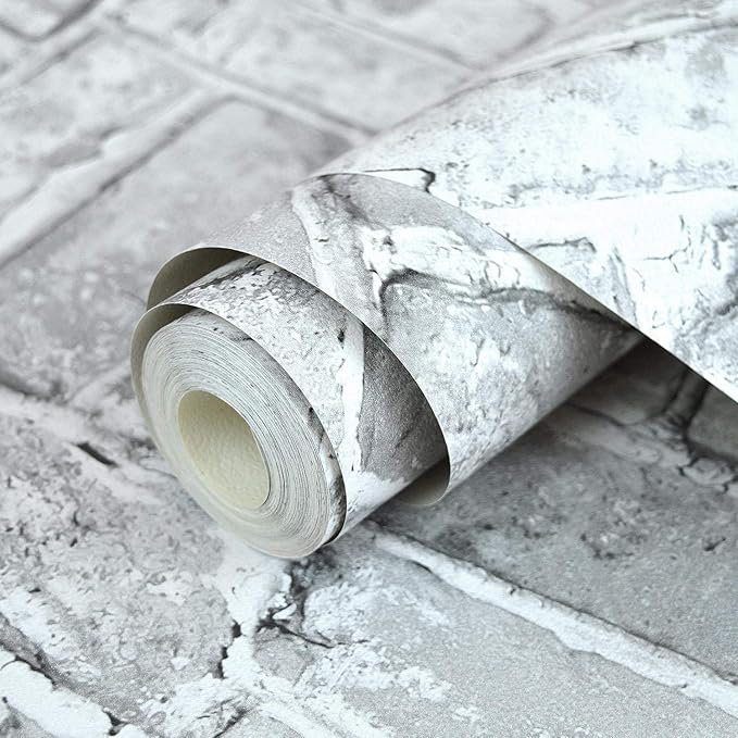 Borough Wharf Admore Herringbone Brick Grey White Stone 10m x 53cm ...