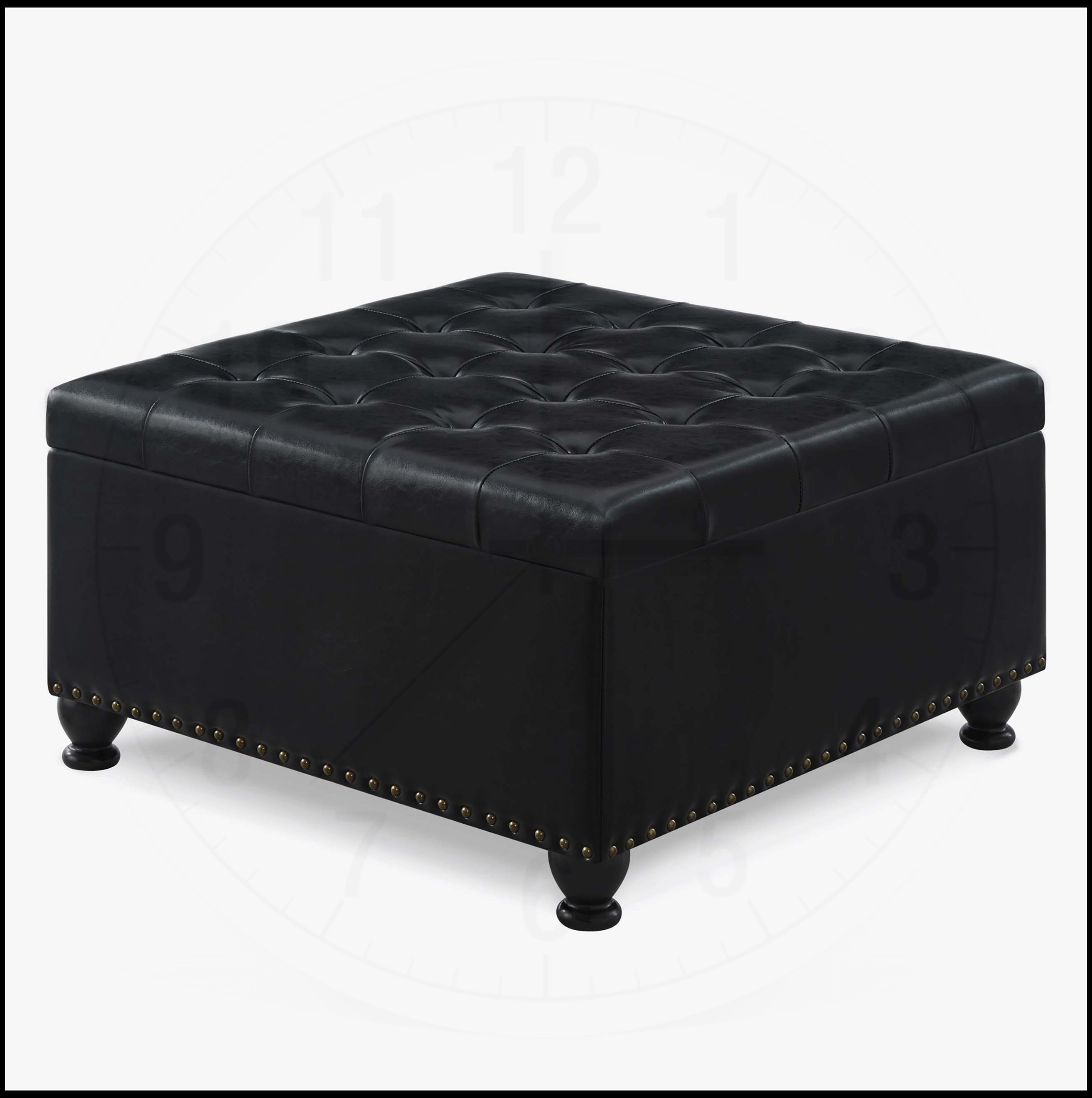 Red Barrel Studio® Large Square Storage Ottoman with Wooden Legs ...