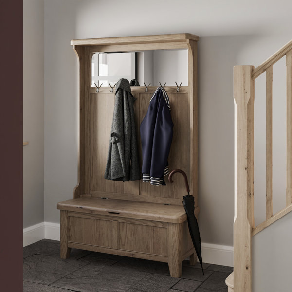August Grove Foran Hall Tree 110cm Wide with Bench and Shoe Storage ...