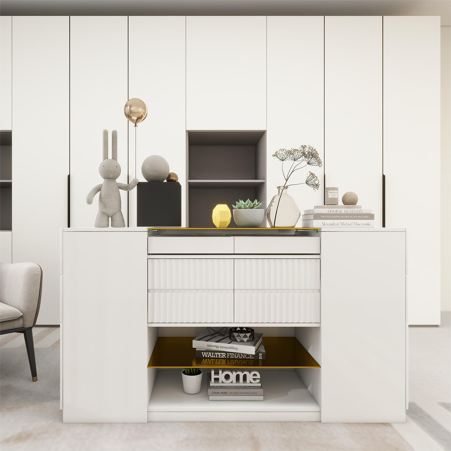 Ebern Designs Modern Luxury Multifunctional Island Dressing Table ...