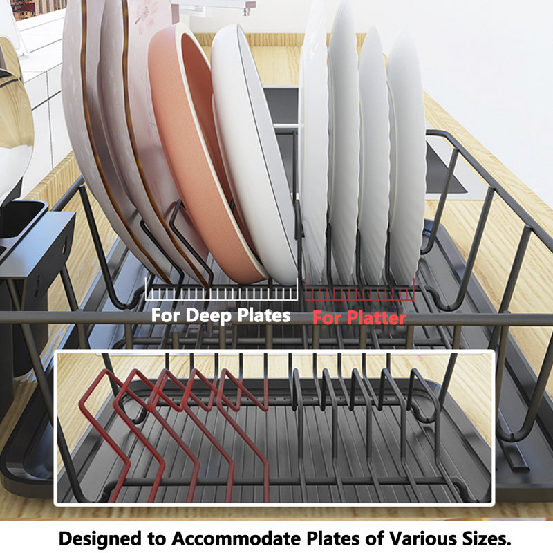 HUFTGOLD Metal Dish Rack with Plastic Drip Tray & Reviews | Wayfair