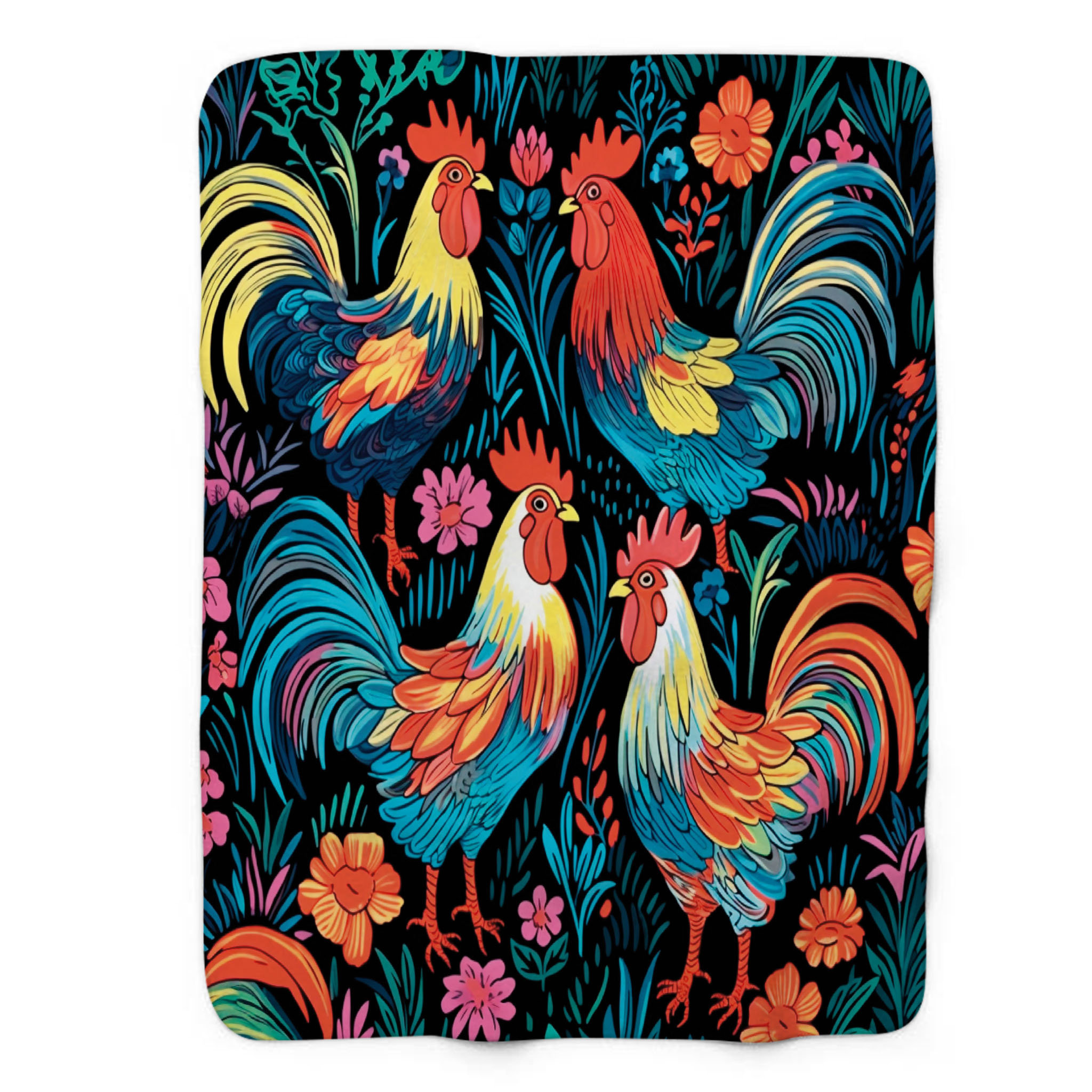 MentionedYou Preppy Hen Folk - 1 Piece Premium Sherpa Blanket | Wayfair