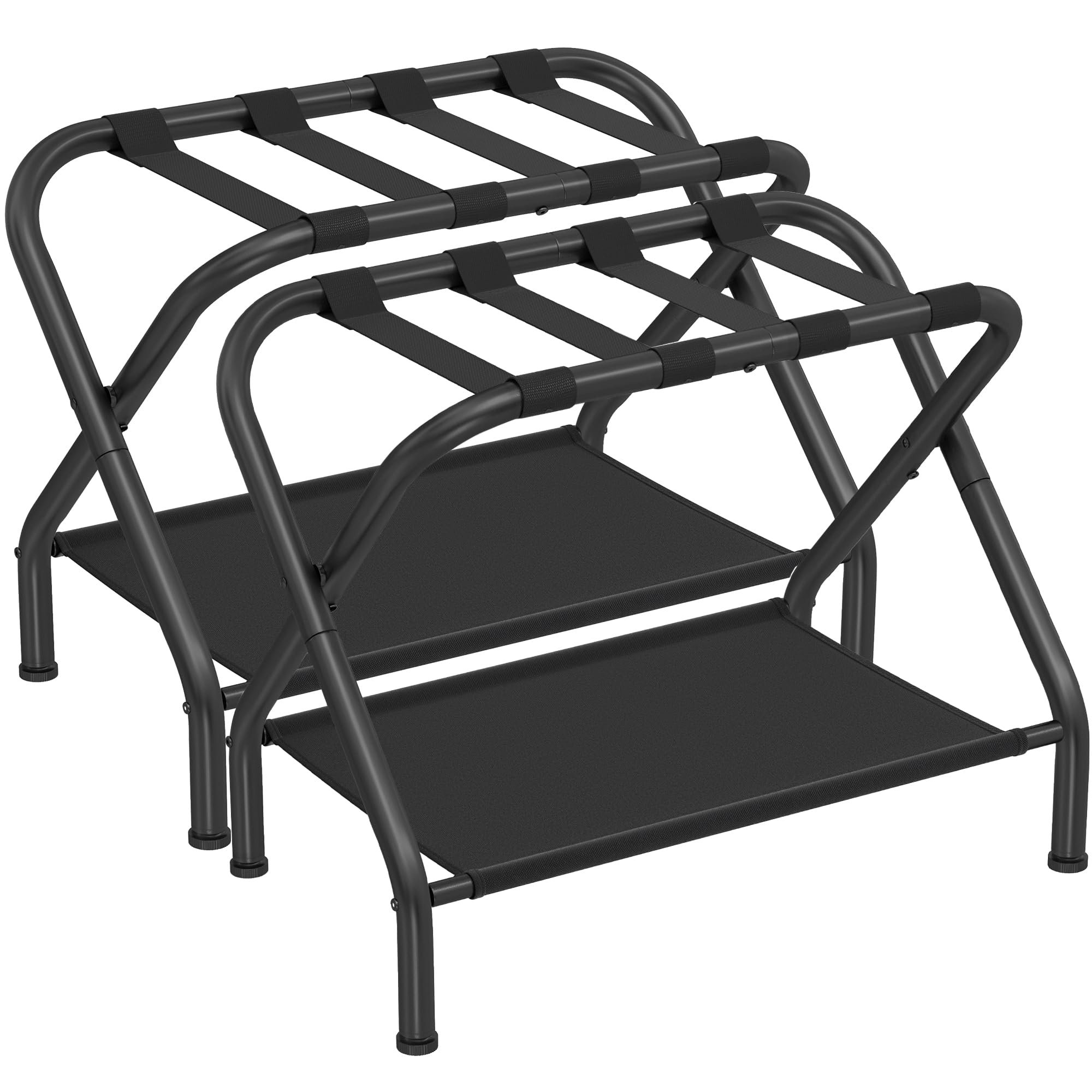 COAHAHA Foldable Luggage Racks Set Of 2, Steel Frame With Fabric Shelf ...