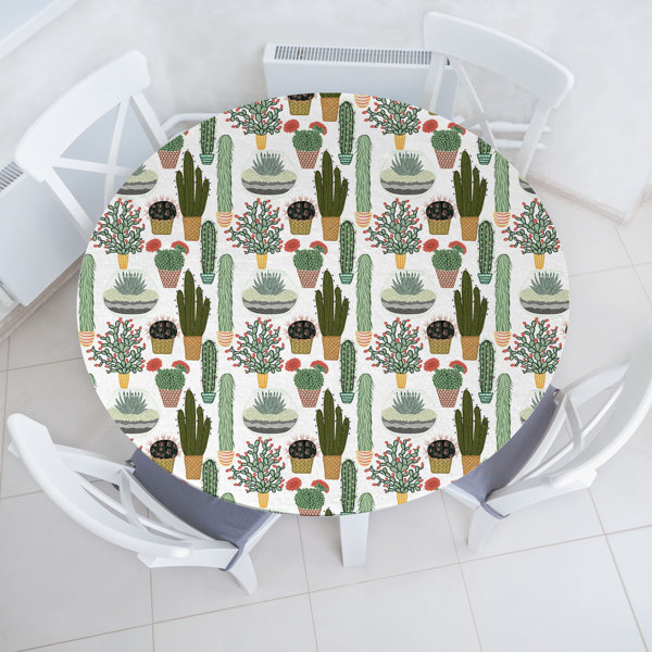 East Urban Home Cactus Fitted Round Tablecloth Diameter Multicolor ...