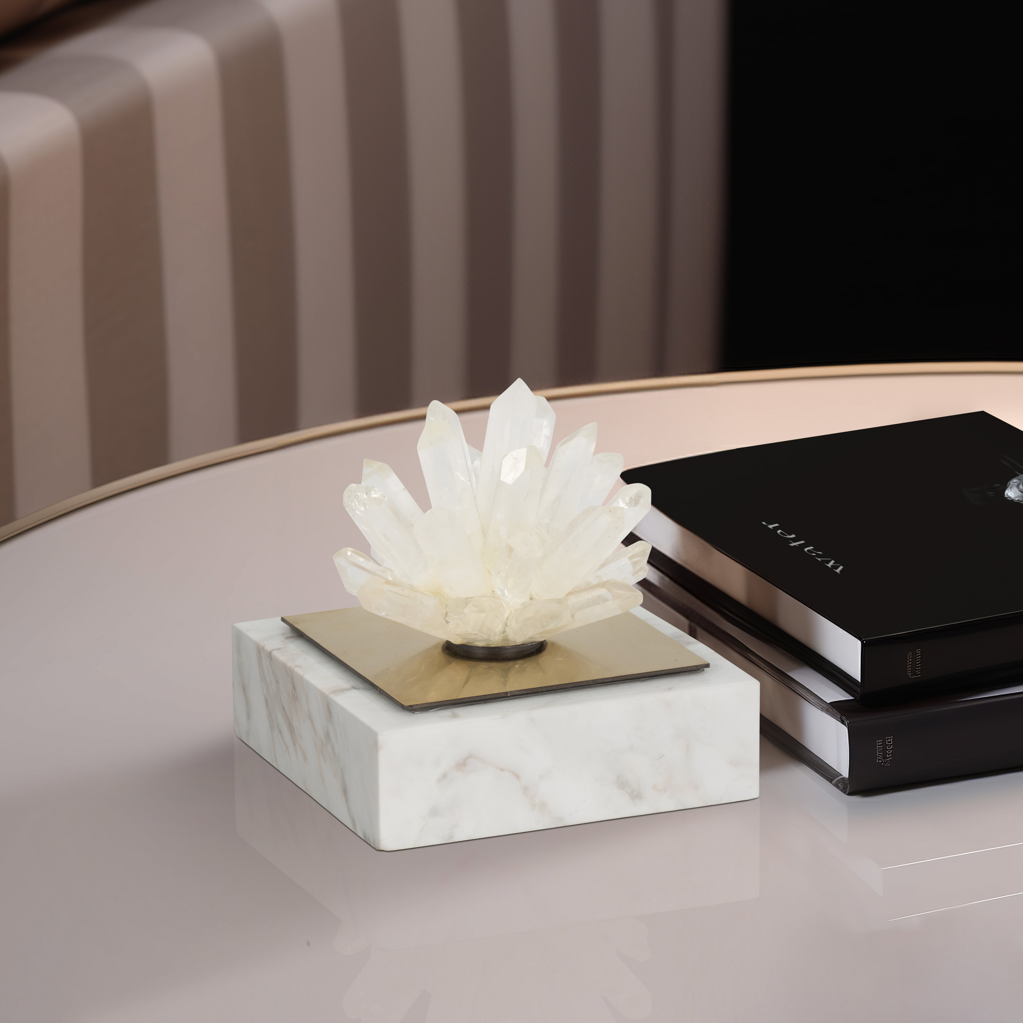 Ivy Bronx Mikail Glass Crystal Decorative Object with Marble Base ...