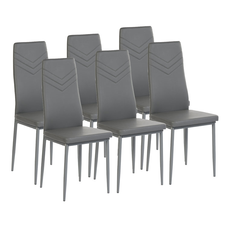 Ivy Bronx Modern Tall Back Dining Chairs with Metal Legs & V Stitching ...
