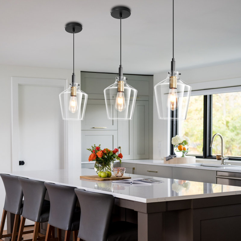 17 Stories Zader 1 - Light Single Pendant Glass Chandelier With ...