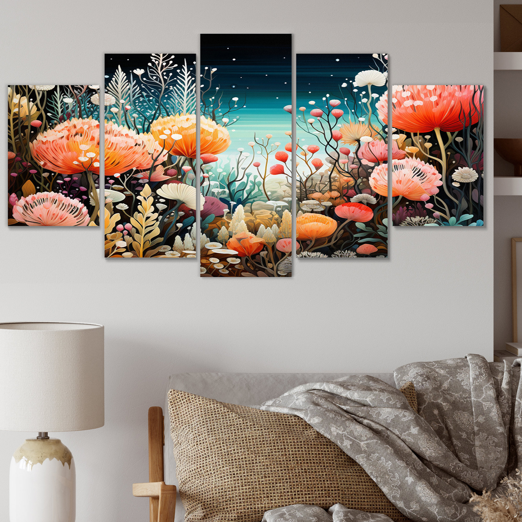 Highland Dunes Underwater Coral Reef Depths I - Coral Canvas Print - 5 ...