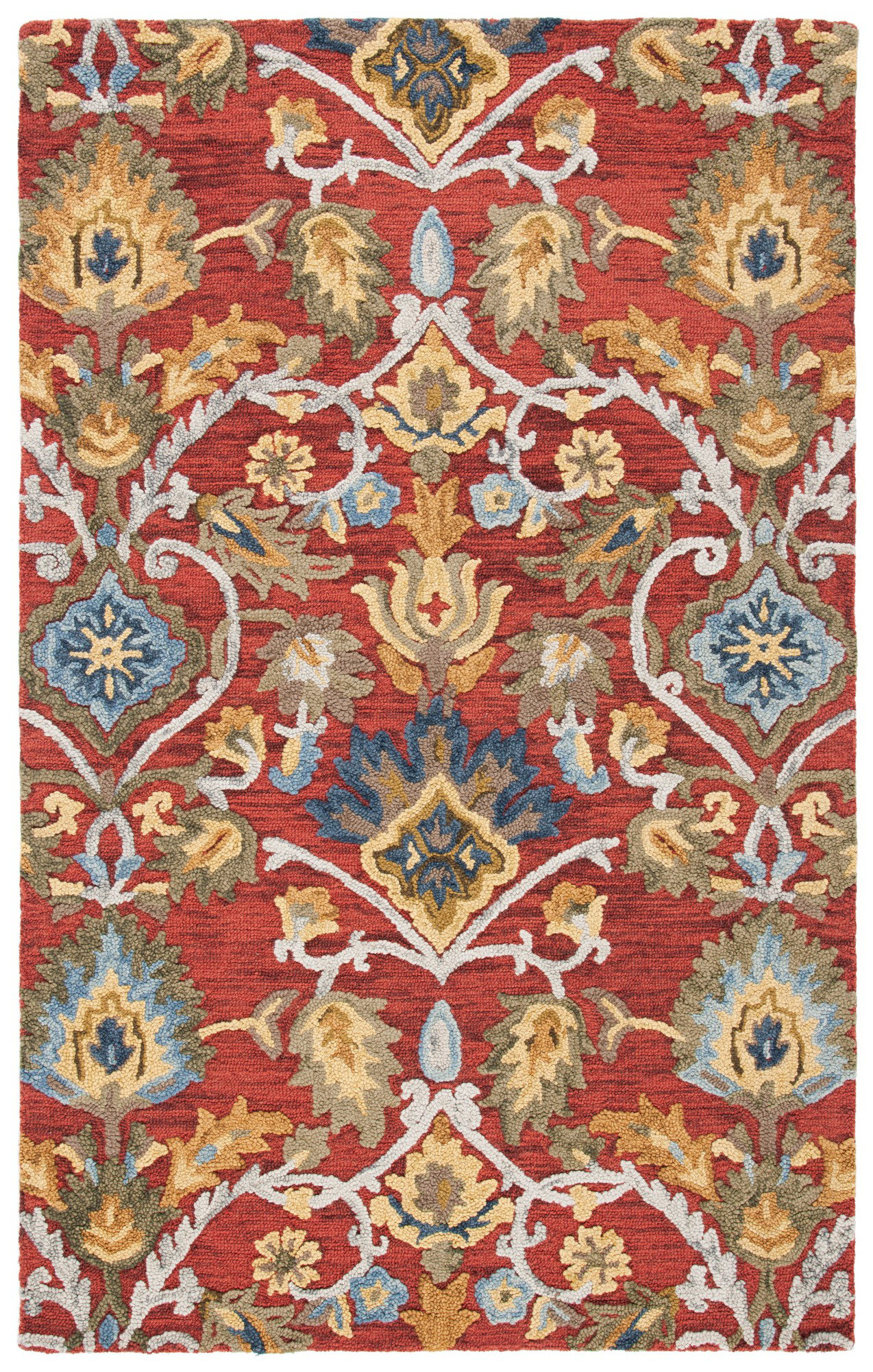 Lark Manor™ Hollaway Floral Handmade Tufted Wool Red/Orange Area Rug ...