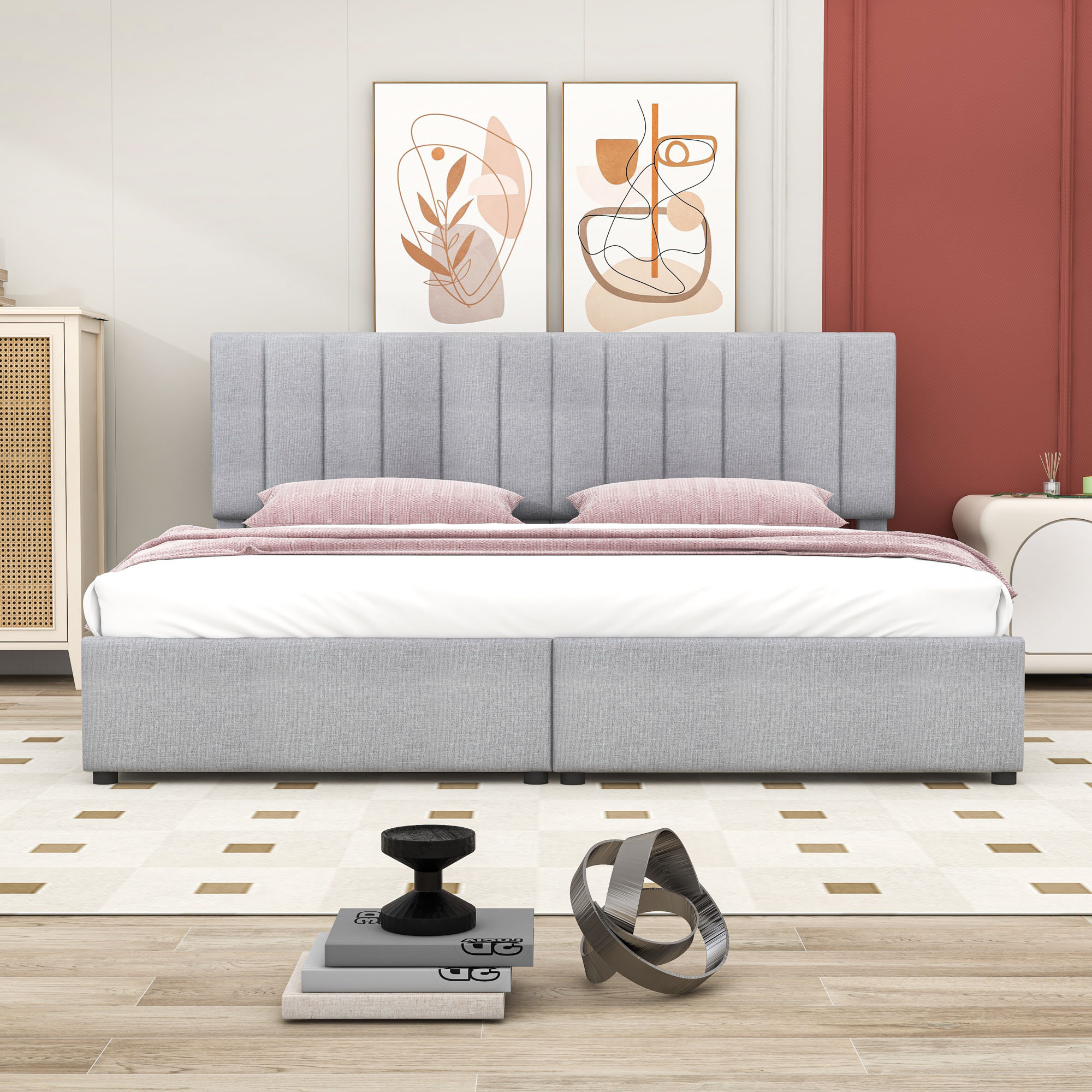 Latitude Run® King Size Hydraulic Storage Bed with Elegant Vertical ...