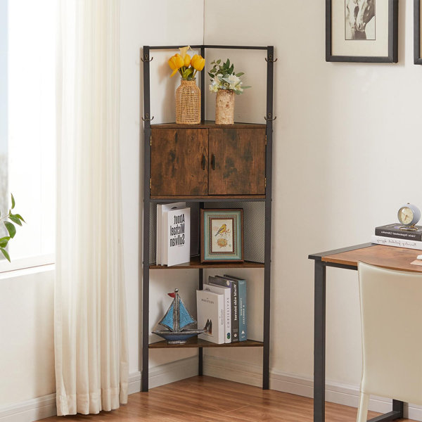 17 Stories 59" H x 15.6" W Steel Corner Bookcase | Wayfair