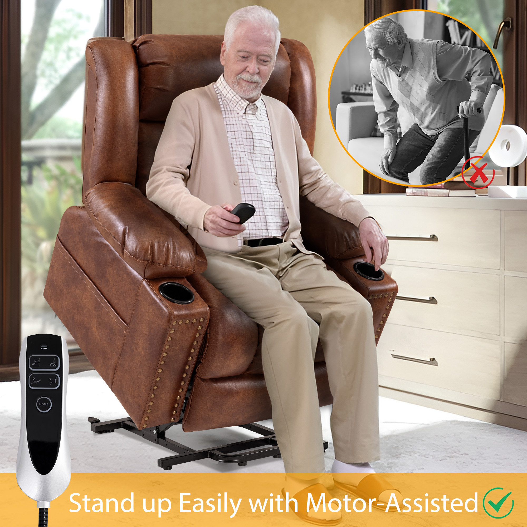 Winston Porter Dual Motor Large Power Lift Recliner Chair for Elderly ...