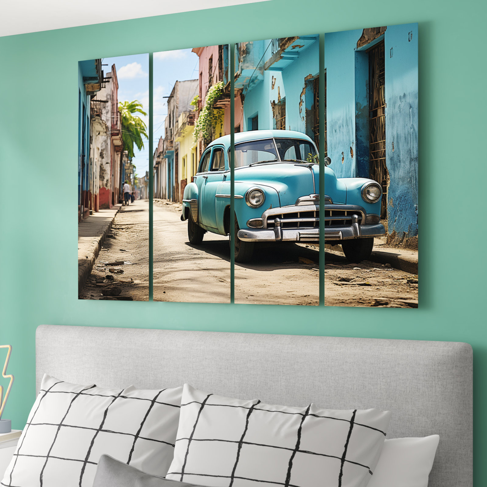 Wade Logan Cuban Classic Blue Car - Transportation Metal Wall Decor Set ...