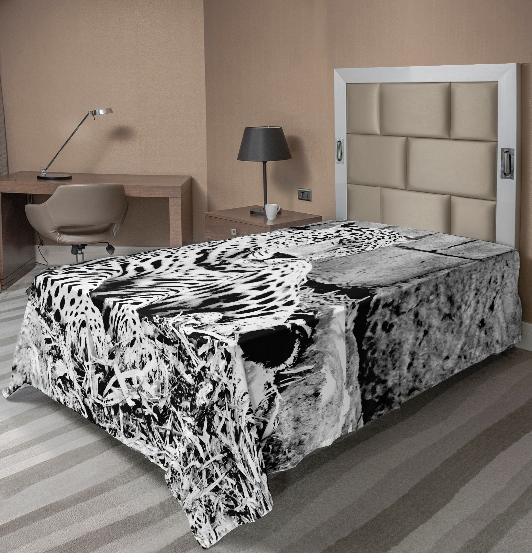 Ambesonne Jungle Top Flat Sheet Wild Tiger Jaguar Black White | Wayfair