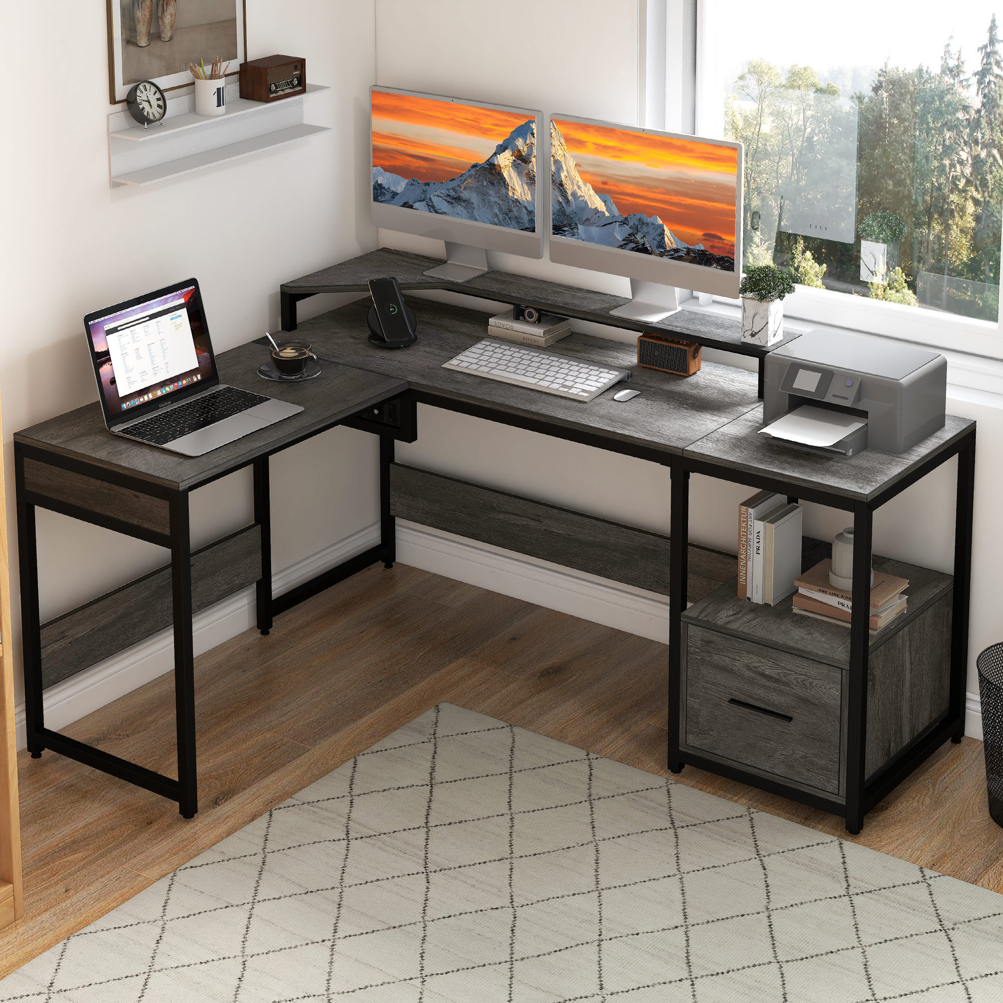 Trent Austin Design® Procopio 65'' L-Shaped Metal Base Computer Desk ...