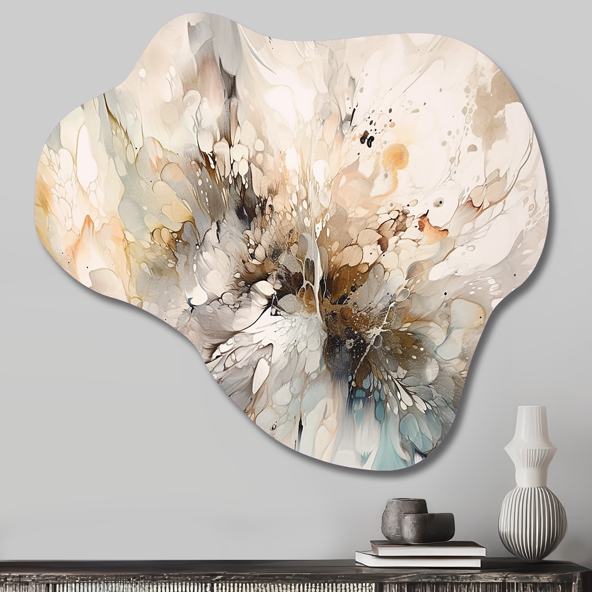 Brayden Studio® White And Grey Geometric Depths I - Abstract Geometric ...