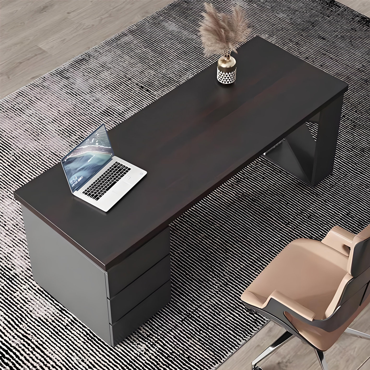 Brass Foam Solid Wood Multi-layer Board Writing Desk | Wayfair