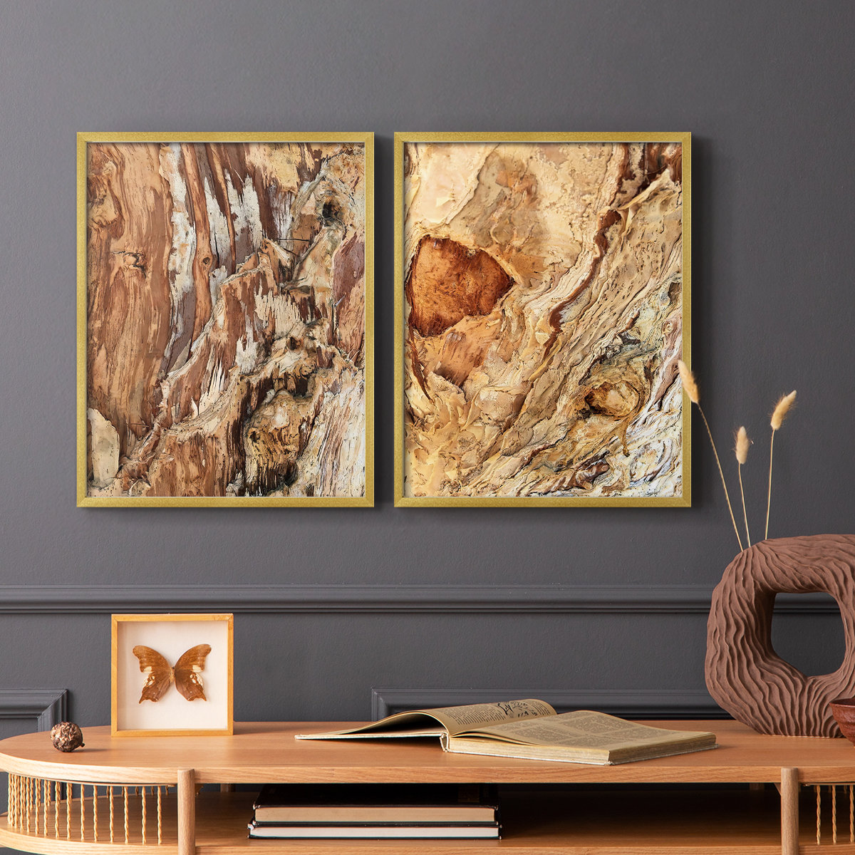 Ebern Designs Tree Texture Triptych I-Premium Framed Print -Ready to ...