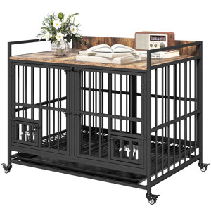 Archie & Oscar™ Double Heavyd-Duty Dog Crate With Feeding Bowl, Mat ...