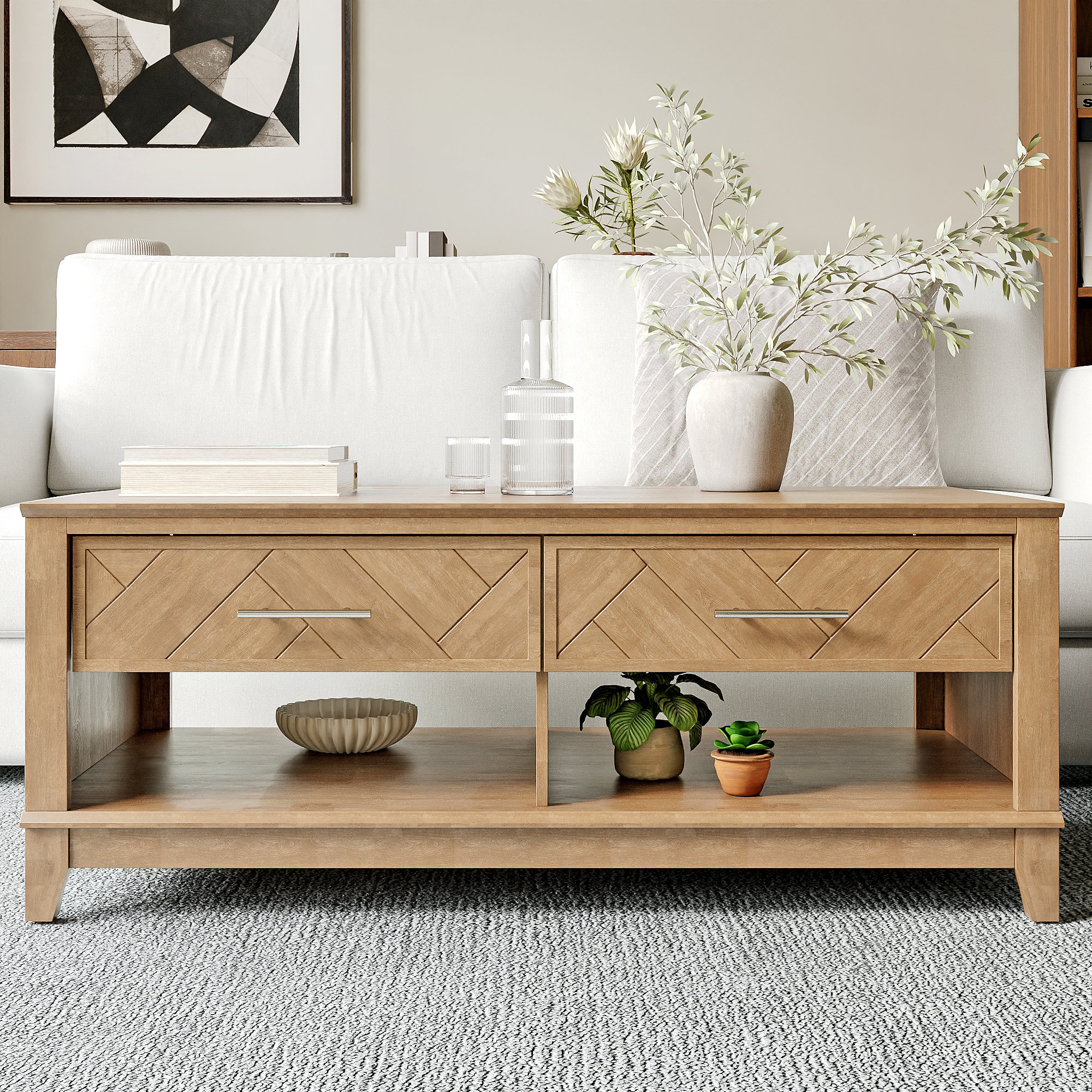 Millwood Pines Millwood Pine Chevron Coffee Table – Solid MDF ...