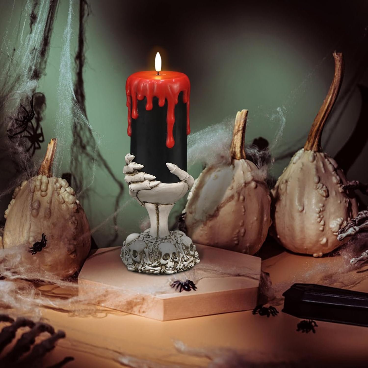 The Holiday Aisle® Halloween Flickering Flameless Candles Ghost Hand ...