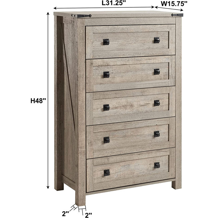 WEIYUDANG Grantville Farmhouse 5 - Drawers Dresser Organizer, Rustic ...
