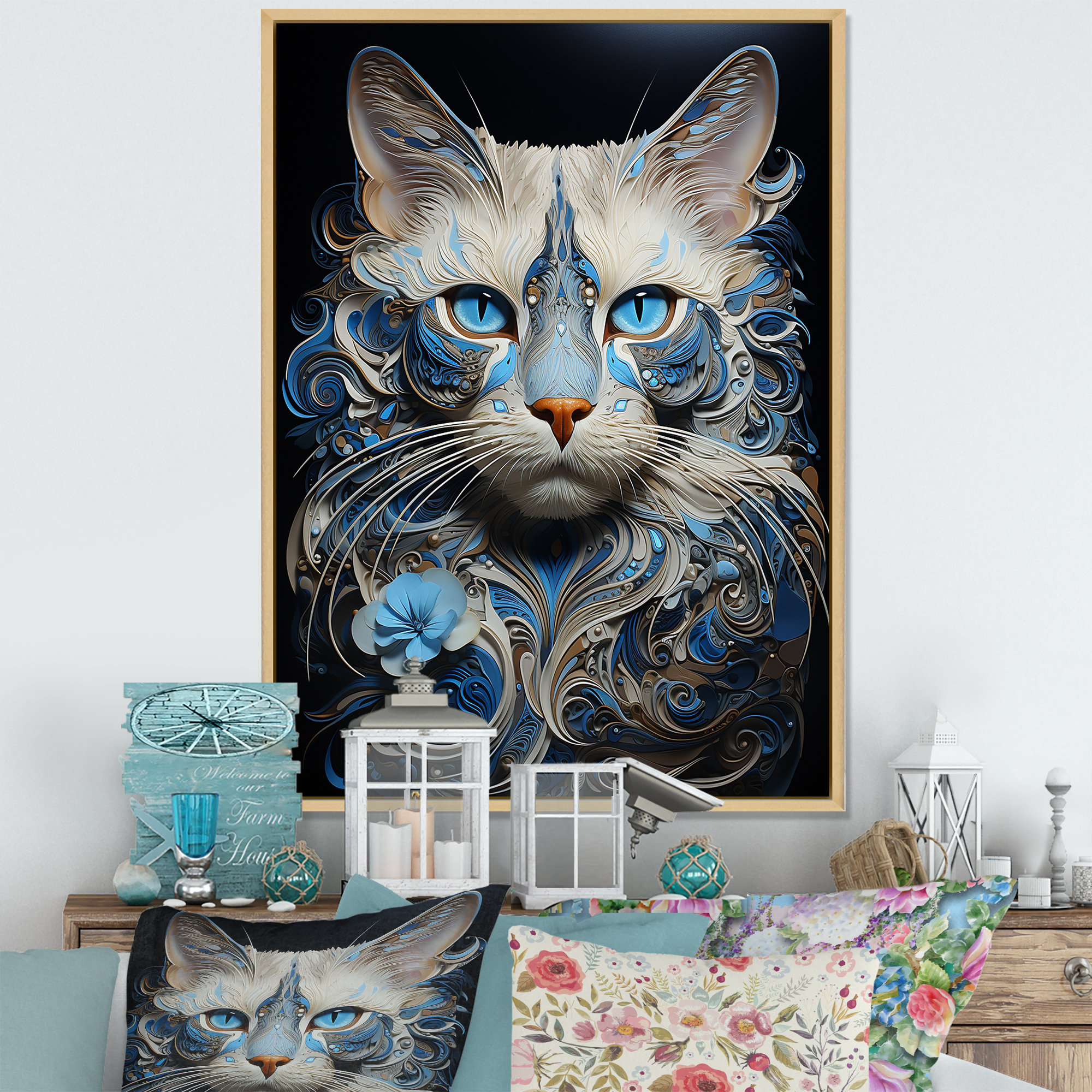 Design Art Siamese Serenade Cat - Cat Canvas Prints | Wayfair