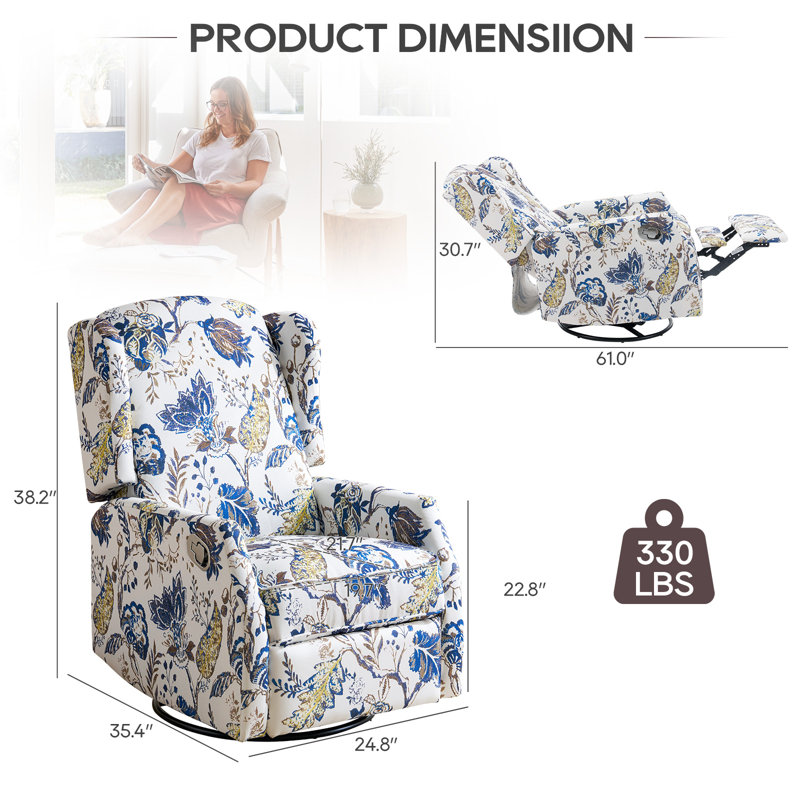 Lark Manor™ Swivel Rocker Recliner,Wingback Recliner Chair,Floral ...