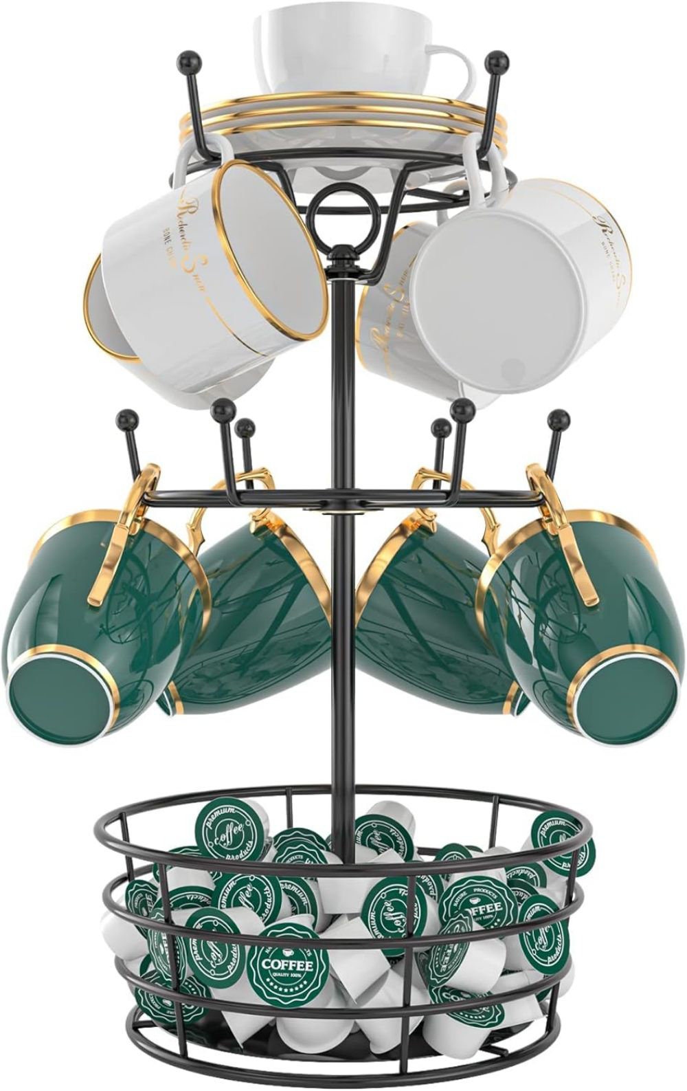 17 Stories Coffee Mug Holder Tree Stand - Rotatable Metal Coffee Mug ...