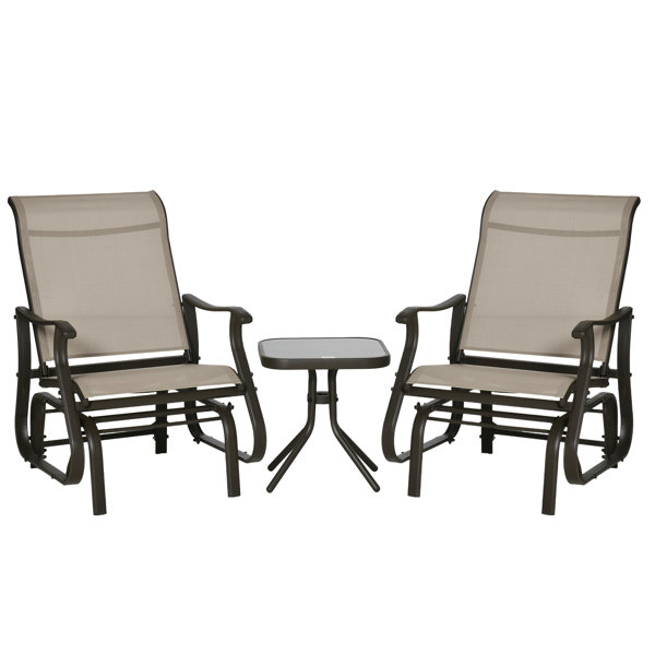 Outsunny 2-Person Gliding Rocking Chairs & Bistro Tea Table Garden ...