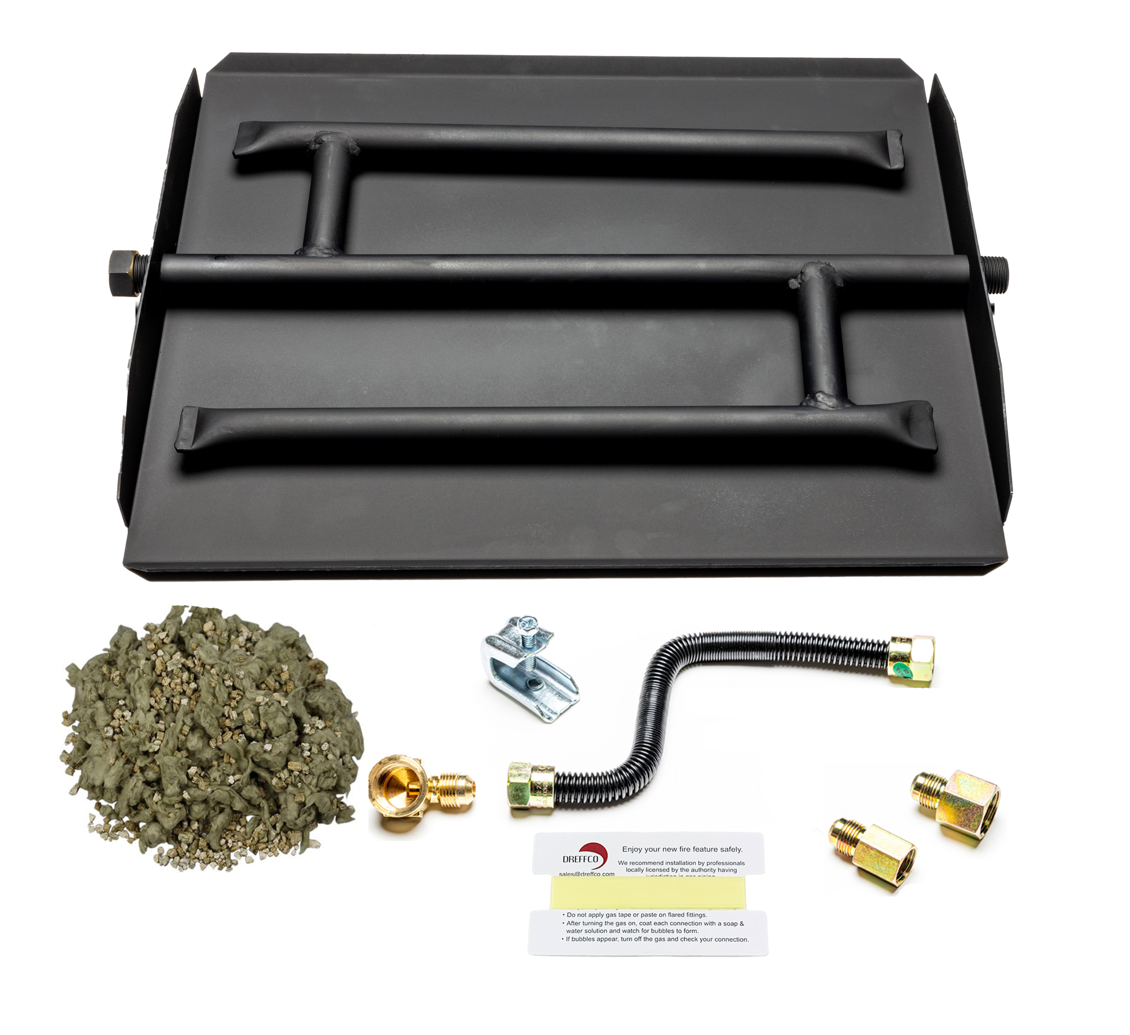 Tretco Powder Coated Triple Row Gas Burner Pan & Connection Kit for ...