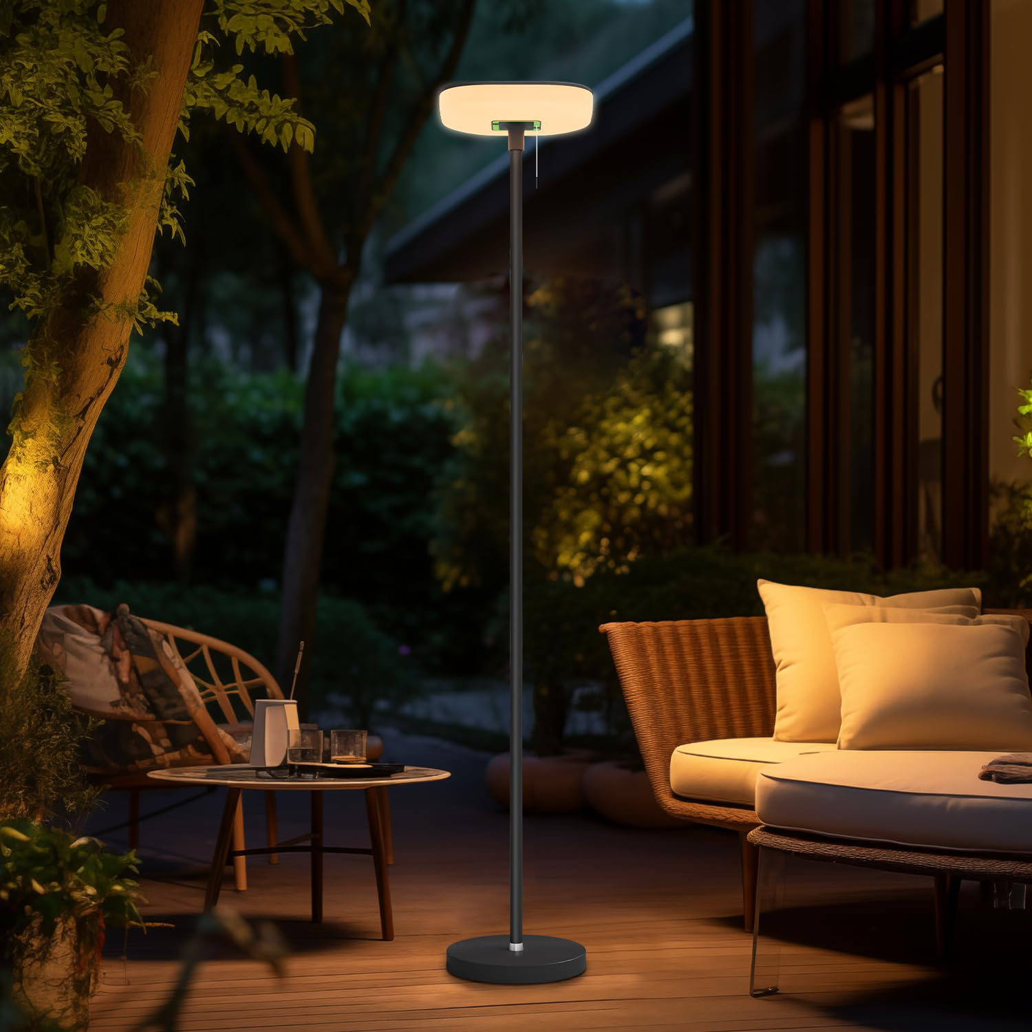 QIANXI 69" Outdoor Solar Floor Lamp With Adjustable Height, 3000K Warm ...