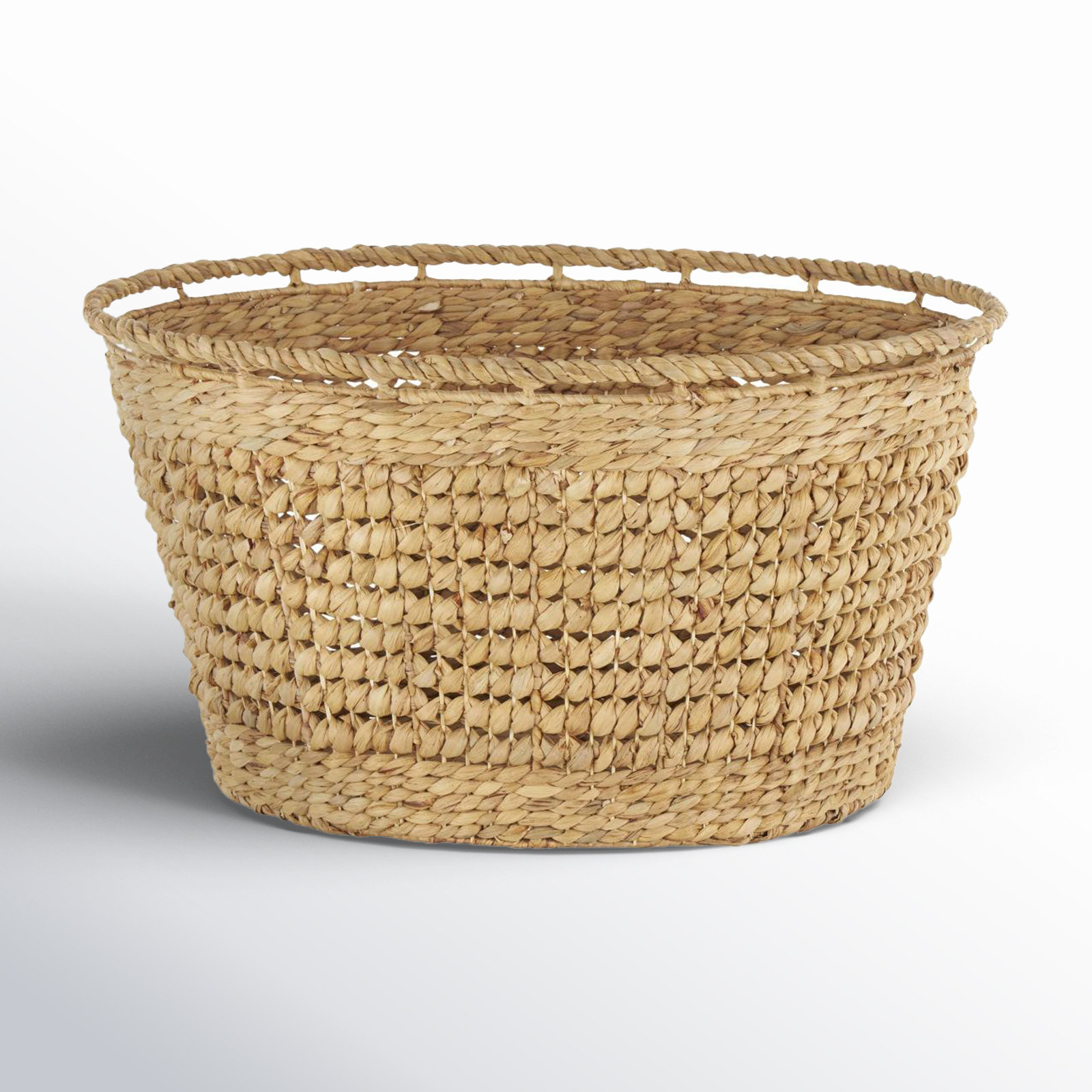 Bayou Breeze Seagrass Handmade Woven Oval Storage Basket With Elevated ...